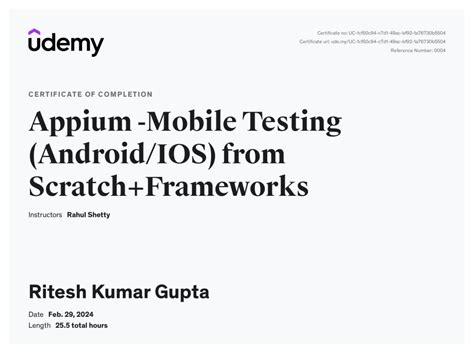 Ritesh Kumar Gupta On Linkedin Udemy Course Completion Certificate