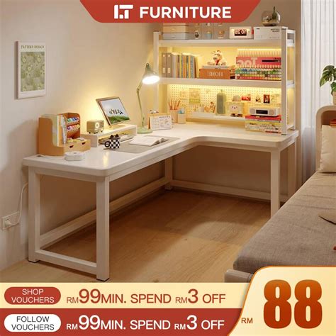 L Shape Study Table Meja Belajar Computer Desk Meja Komputer Laptop Table L Shape Table 180CM