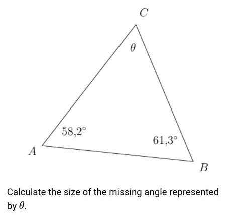 Calculate the size of the missing angle represented by θ Calculate the size of the missing angle represented by θ