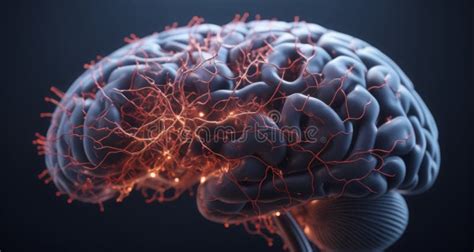 Neural Network In Action A Detailed 3d Rendering Of A Human Brain Stock Illustration
