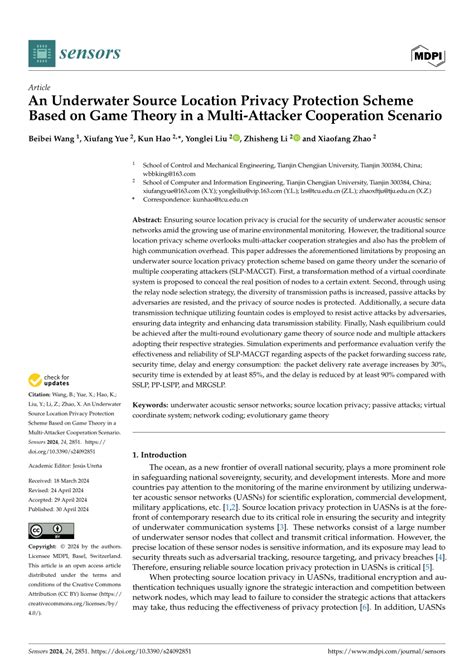 Pdf An Underwater Source Location Privacy Protection Scheme Based On