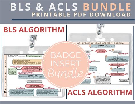 Bls And Acls Algorithm Badge Insert Bundle Printable Pdf Download Etsy