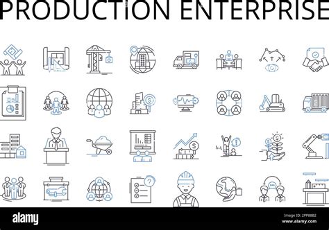 Production Enterprise Line Icons Collection Creation Business