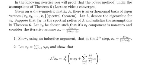 solved theorem 6 power method let a be an n x n matrix with
