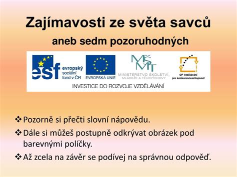 Ppt Zaj Mavosti Ze Sv Ta Savc Aneb Sedm Pozoruhodn Ch Powerpoint Presentation Id