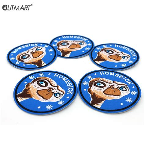 Мультяшный домашний пришельец железные нашивки для одежды сделай сам Милая Вышивка в полоску