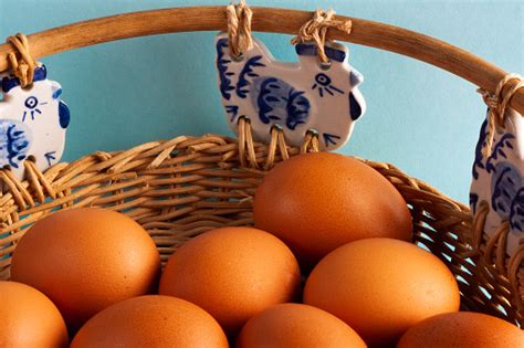 고리버들 바구니에 흰색과 파란색 색상의 닭을 묘사 한 세라믹 장식의 갈색 닭 계란 0명에 대한 스톡 사진 및 기타 이미지 0명 갈색 개체 그룹 Istock