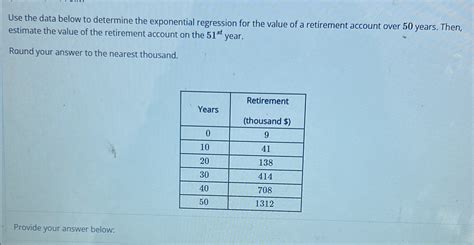 solved use the data below to determine the exponential