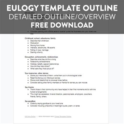 Eulogy Outline Template