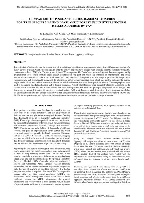 Pdf Comparison Of Pixel And Region Based Approaches For Tree Species Mapping In Atlantic