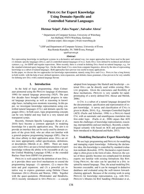 Pdf Prolog For Expert Knowledge Using Domain Specific And Controlled