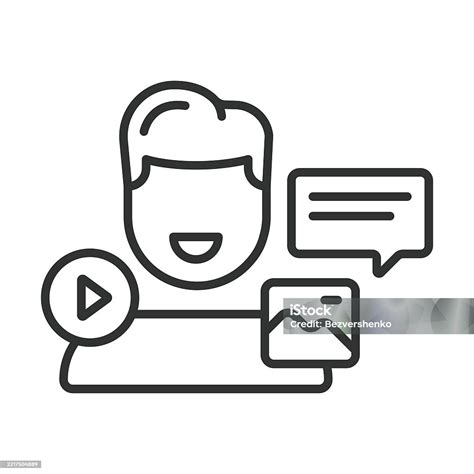 콘텐츠 제작자 라인 디자인의 아이콘 콘텐츠 제작자 비디오 카메라 마이크 소셜 미디어 인플루언서 흰색 배경의 동영상 블로그 테마 콘텐츠 작성자 편집 가능한 획 아이콘의 경우