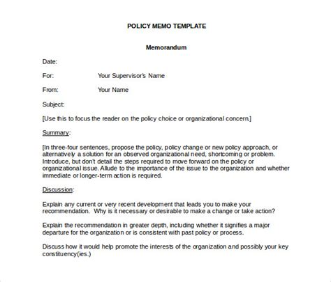 Policy Memo Template Free Word PDF Documents Download Free Premium Templates