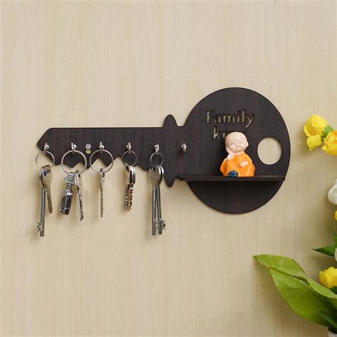 Webelkart Premium Key Shape Key Chain Holder With Wall Shelf For Showpiece And Mobile Wall