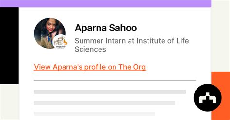 Aparna Sahoo Summer Intern At Institute Of Life Sciences The Org