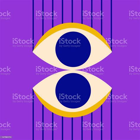 바우하우스 기하학적 눈 예술 포스터 눈 원 잎이 있는 그래픽 모양 포스터 바우 하우스 입체파 템플릿입니다 벡터 그림입니다 최소한의 그래픽 커버 가리기에 대한 스톡 벡터 아트