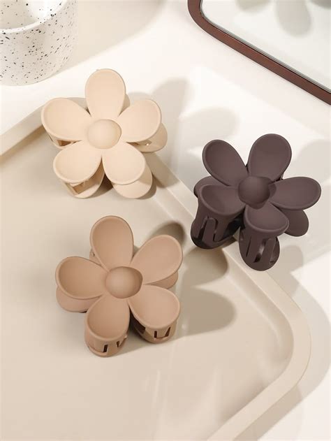 3pcs Flower Design Hair Claw Cute Casual Flowers In Hair Hair Tie