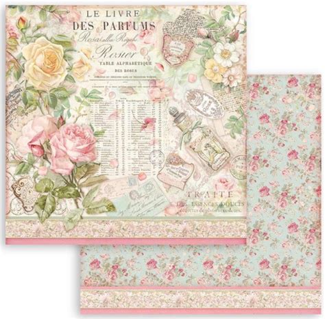 Stamperia 12x12 Scrapbooking Paper Rose Parfum Parfumerie Sbb909