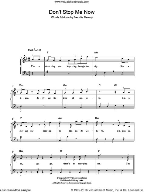 Queen Dont Stop Me Now Sheet Music For Piano Solo