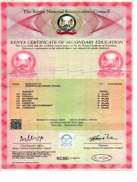 Kcse Certificate Pdf