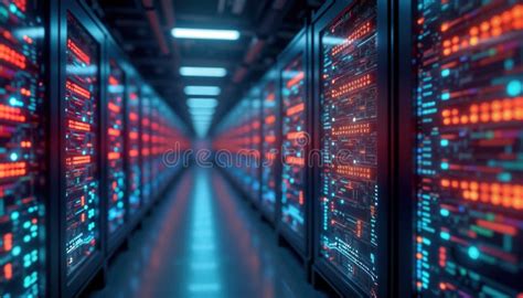 Modern Data Center Filled With Rows Of Servers Tech Infrastructure Highly Scalable Efficient
