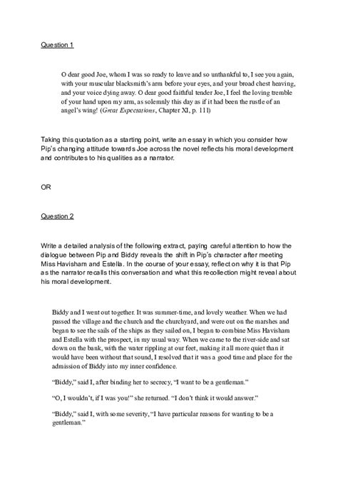 Doc Great Expectations 2016 Assignment Questions 1 1docx