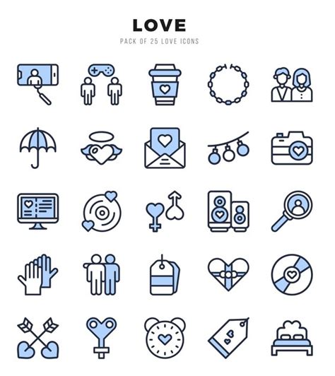 Premium Vector Set Of Love Icons In Two Color Style Two Color Icons Symbol Collection