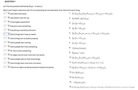Solved Question 1 Let P Be The Predicate Defined By Pxy