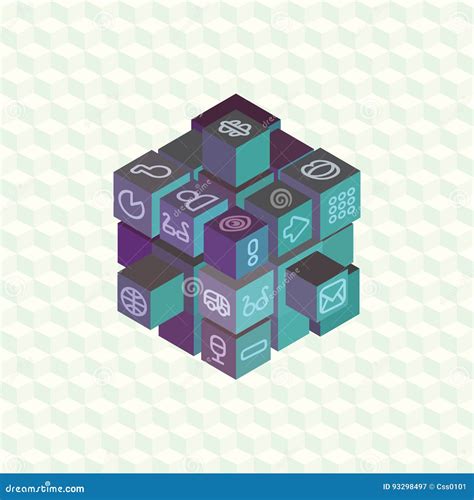 Isometric Projection Infographic Array Of Cubes Cartoon Vector 93298497