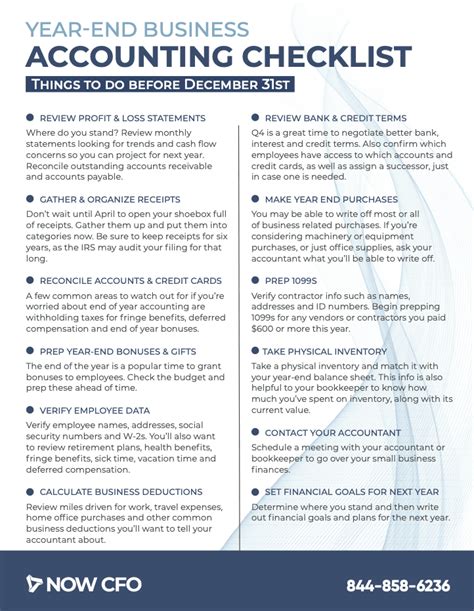 Year End Checklist One Sheet Now Cfo