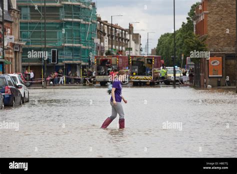 Broken Water Main Pipe Causes Widespread Floods In South Wimbledon