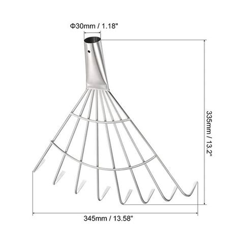 8 Flat Tines Leaf Rake Replacement Stainless Steel Folding Grass Tool Silver Bed Bath