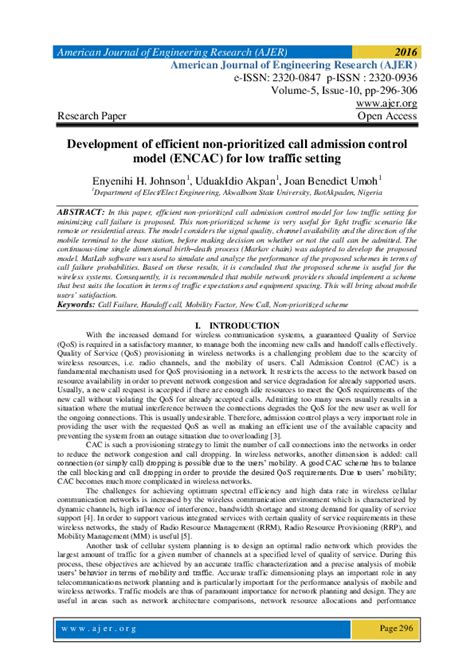 Pdf Non Prioritized Call Control In Low Traffic
