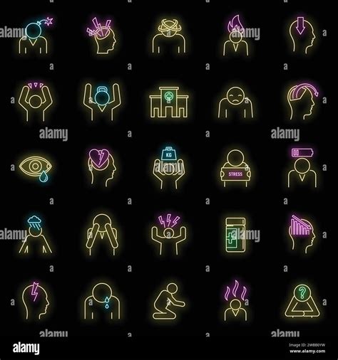 Stress Emotion Icons Set Outline Set Of Stress Emotion Vector Icons