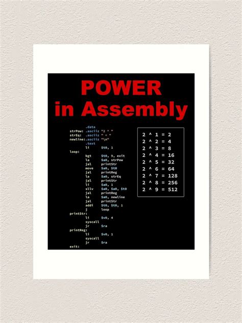 Assembly Source Code That Outputs Powers Of Two Dark Software Engineer Computer Science