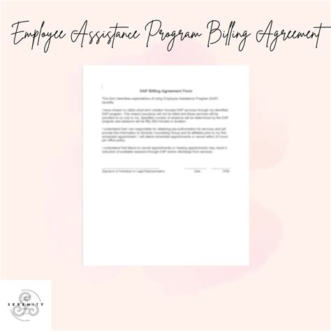 Employee Assistance Program Eap Billing Agreement Form Template Etsy
