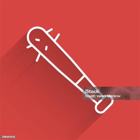 흰색 선 야구 방망이 와 손톱 아이콘 고립 와 긴 그림자 와 폭력적인 무기 벡터 가공의 인물에 대한 스톡 벡터 아트 및 기타 이미지 Istock
