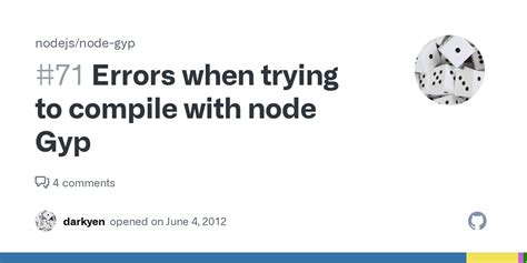 Errors When Trying To Compile With Node Gyp · Issue 71 · Nodejsnode