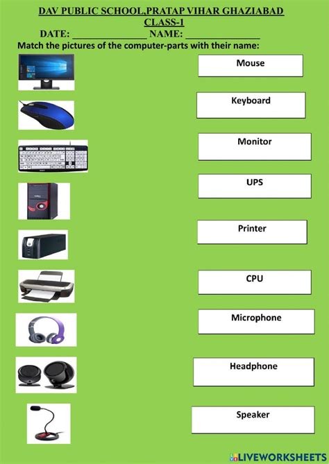 Computer Parts Free Interactive Worksheets 924919