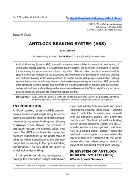 Pdf Antilock Braking System Abs