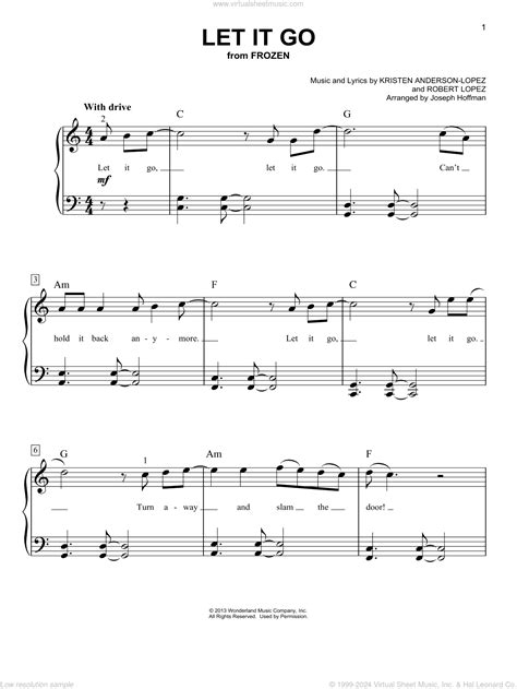 Let It Go Frozen Idina Menzel Piano Sheet Music