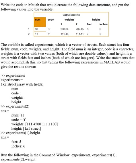 Solved Write The Code In Matlab That Would Create The