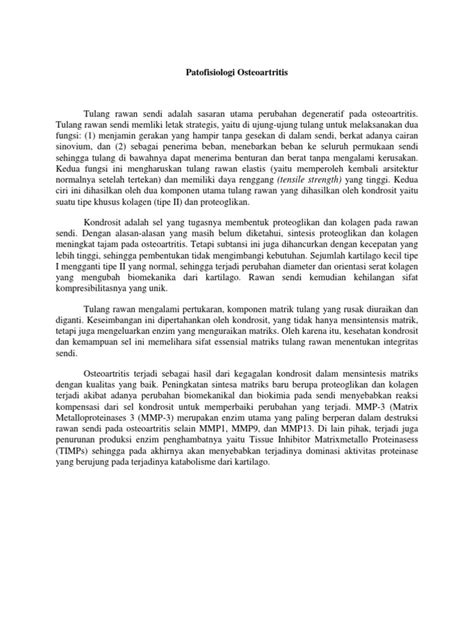 Patofisiologi Osteoartritis Pdf Sains And Matematika
