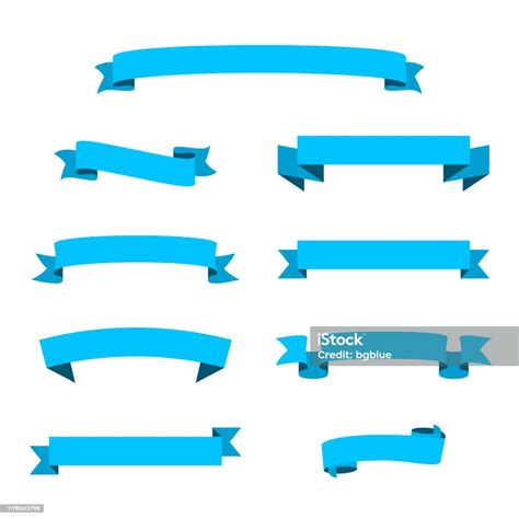 Ilustración De Conjunto De Cintas Azules Banners Elementos De Diseño