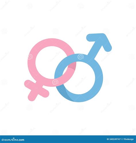 Pink Female And Blue Male Gender Symbols Intertwined Representing