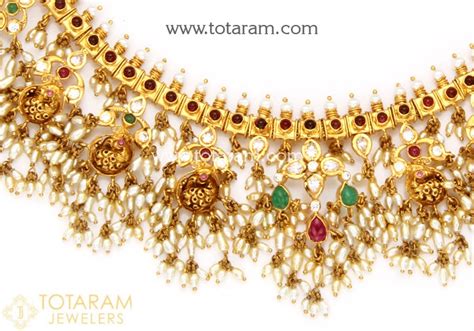 22k Gold Guttapusalu Necklace For Women With Cz Pearls And Beads 235