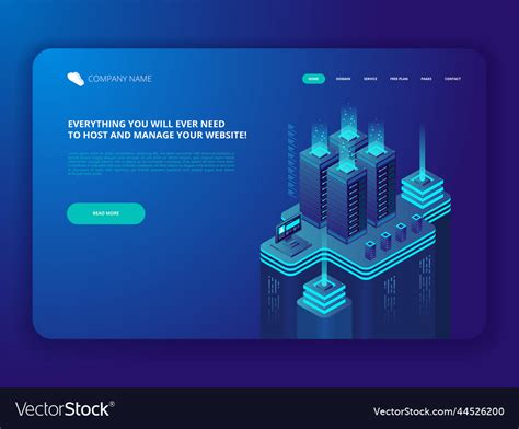 Data Center Cloud Computer Connection Hosting Vector Image