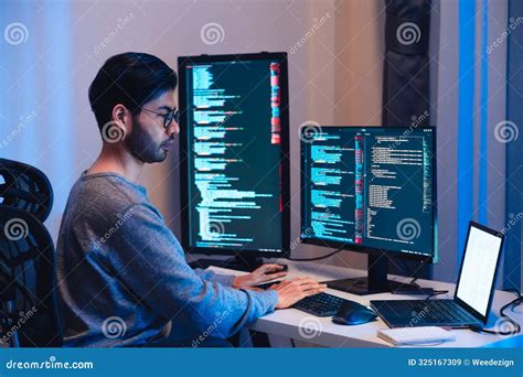 Indian Software Development Working On Coding Computer Screen And