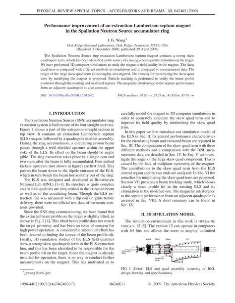 Pdf Performance Improvement Of An Extraction Lambertson Septum Magnet In The Spallation
