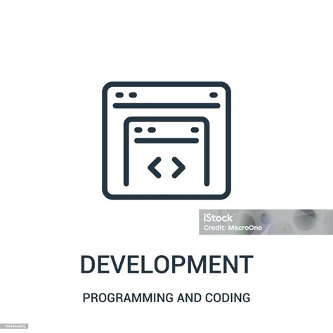 프로그래밍 및 코딩 컬렉션에서 개발 아이콘 벡터입니다 얇은 라인 개발 개요 아이콘 벡터 일러스트 레이 션입니다 0명에 대한 스톡